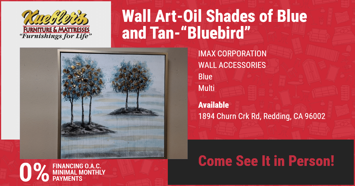 Wall Art-Oil Shades of Blue and Tan-“Bluebird” | Kuebler's Furniture