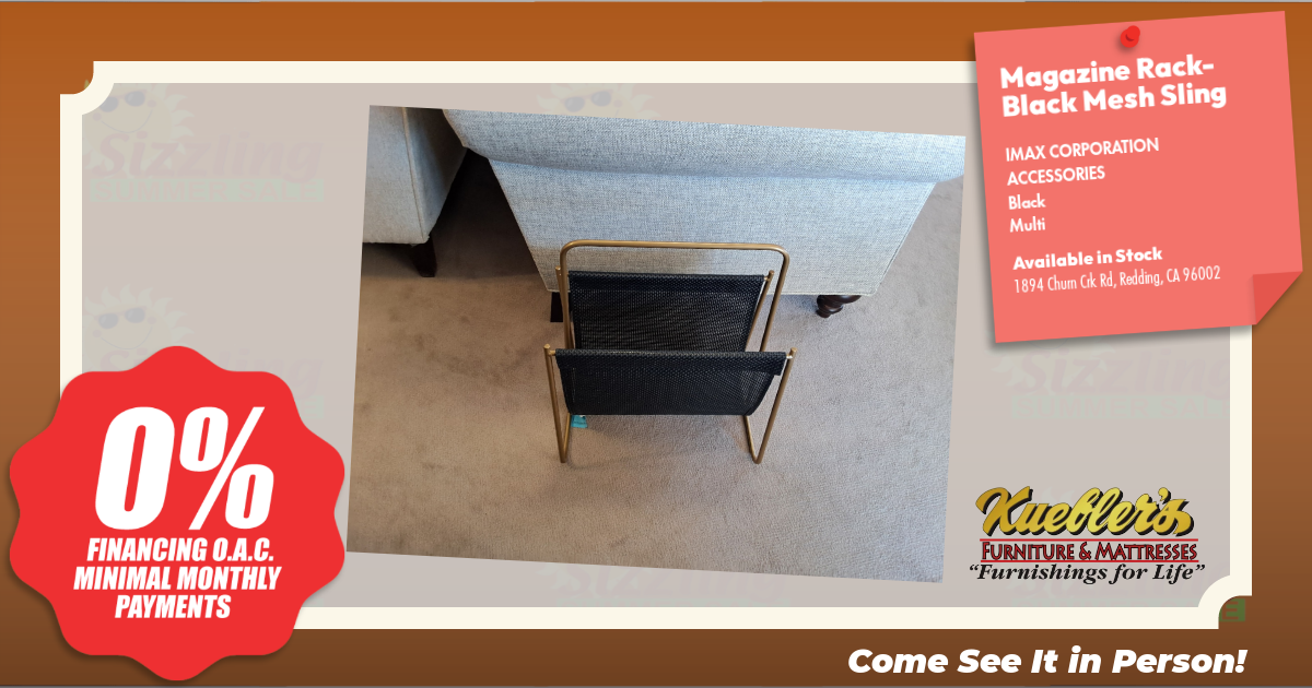 Magazine Rack-Black Mesh Sling | Kuebler's Furniture