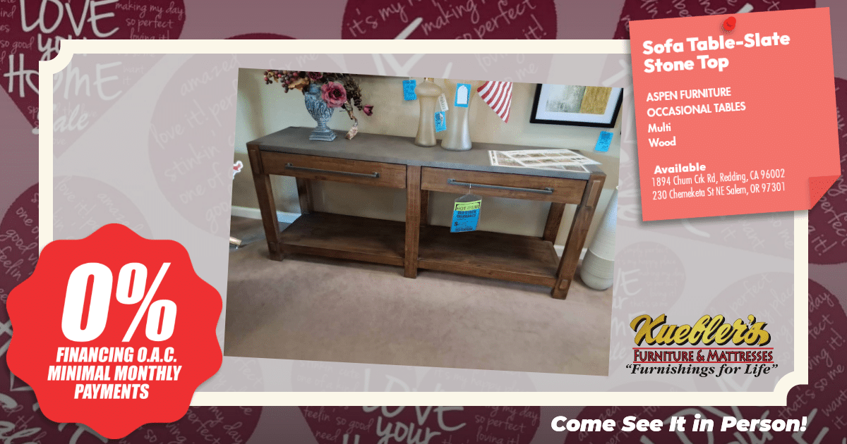 Sofa Table-Slate Stone Top | Kuebler's Furniture