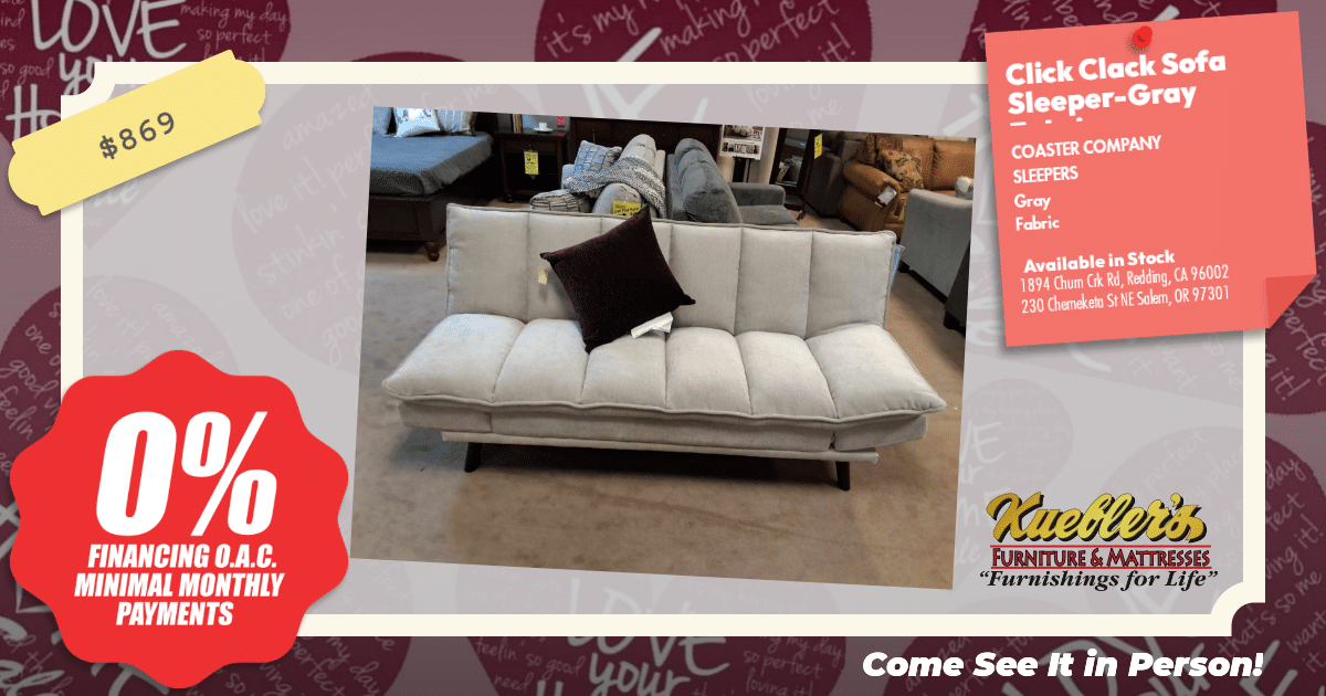 Click Clack Sofa Sleeper-Gray Fabric | Kuebler's Furniture