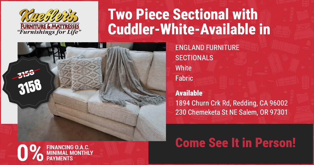 Two Piece Sectional with Cuddler-White-Available in Other Colors and ...