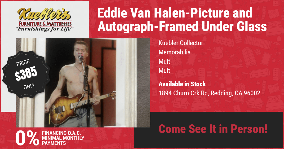 Eddie Van Halen-Picture and Autograph-Framed Under Glass | Kuebler's ...